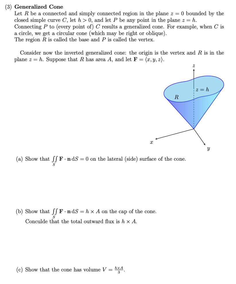 Solved (3) Generalized Cone Let R be a connected and simply | Chegg.com