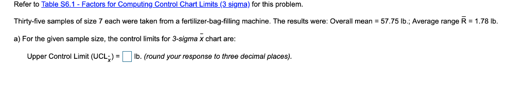 Solved For the given sample size, the control limits for | Chegg.com