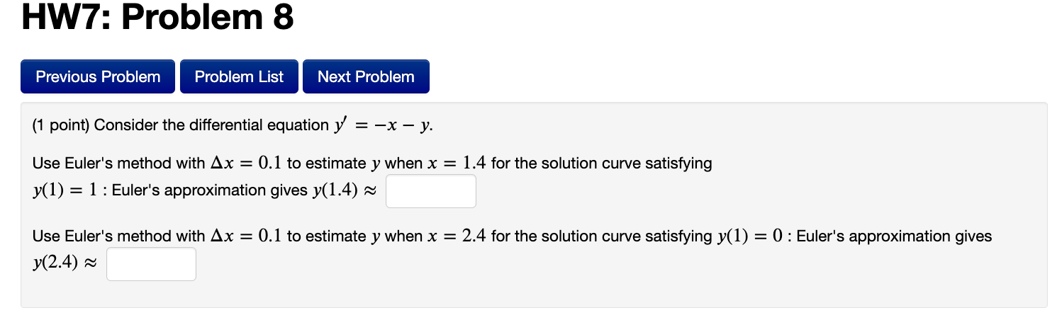 Solved 1 Point Consider The Differential Equation Y′−x−y 4099