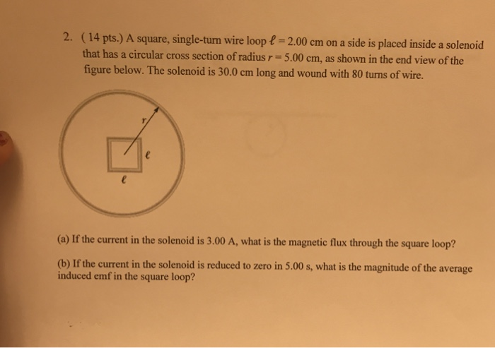 Solved 2. (14 pts.) A square, single-turn wire loop f 2.00 | Chegg.com