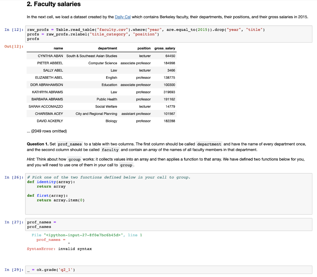 Solved 2. Faculty salaries In the next cell, we load a | Chegg.com
