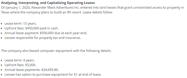 Solved Analyzing, Interpreting, and Capitalizing Operating | Chegg.com