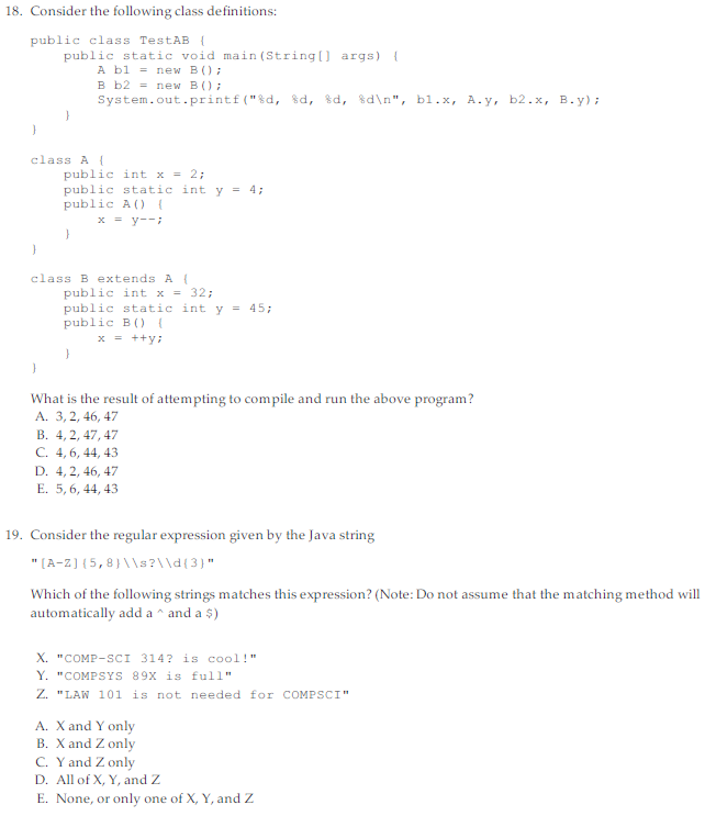 Solved 18. Consider the following class definitions public | Chegg.com