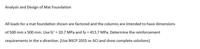 Analysis and Design of Mat Foundation All loads for a | Chegg.com