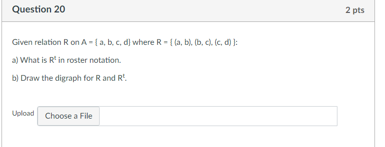 Solved Given relation R on A={a,b,c,d} where | Chegg.com