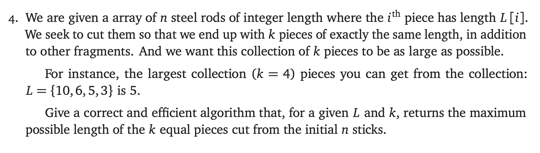 Solved We ﻿are given a array of n ﻿steel rods of ﻿integer | Chegg.com