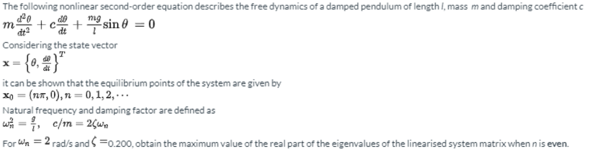 Solved m de The following nonlinear second-order equation | Chegg.com