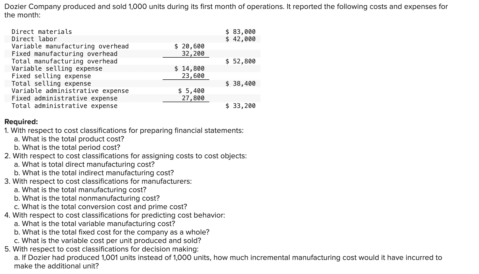 Solved With respect to cost classifications for preparing | Chegg.com