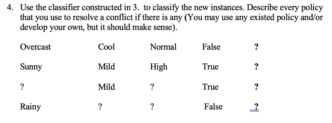 Solved Given the following weather dataset: Outlook Temp | Chegg.com