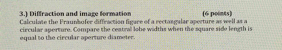 Solved 3.) Diffraction and image formation (6 points) | Chegg.com