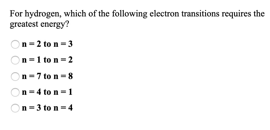 Solved For hydrogen, which of the following electron | Chegg.com