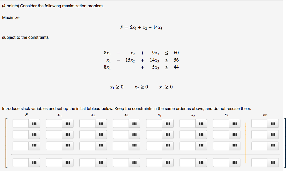 Solved (4 points) Consider the following maximization | Chegg.com