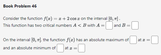 Solved Consider the function f(x)=x+2cosx on the interval | Chegg.com