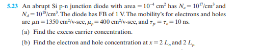 Solved 3 An abrupt Si p-n junction diode with area =10−4 cm2 | Chegg.com