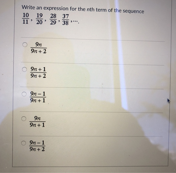 Solved Write an expression for the nth term of the sequence | Chegg.com