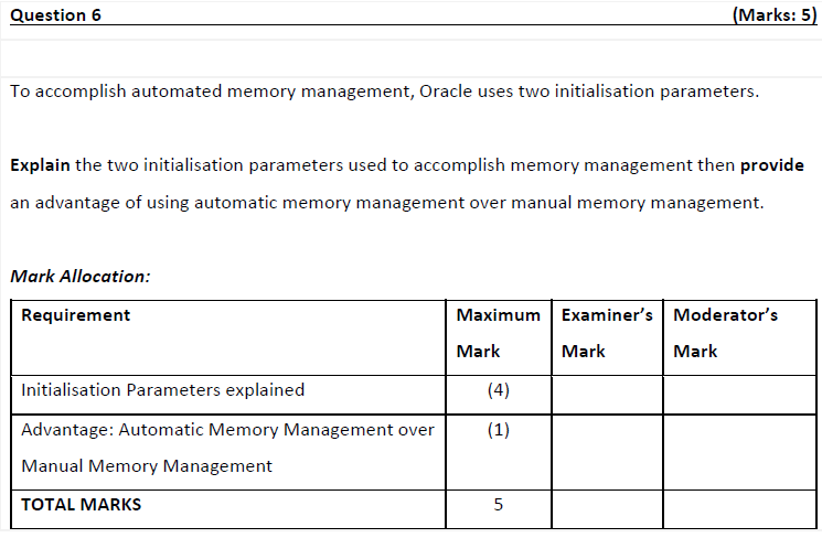 Solved Question 6 (Marks: 5) To accomplish automated memory | Chegg.com