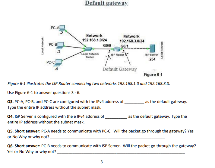 Solved Default gateway. Figure 6-1 illustrates the ISP | Chegg.com