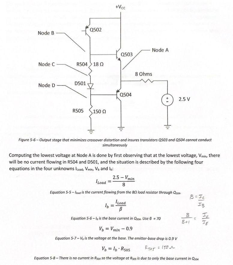 Solved +Vcc Node B Q502 Node A 0503 Node C R504 518 Ω 8 Ohms | Chegg.com