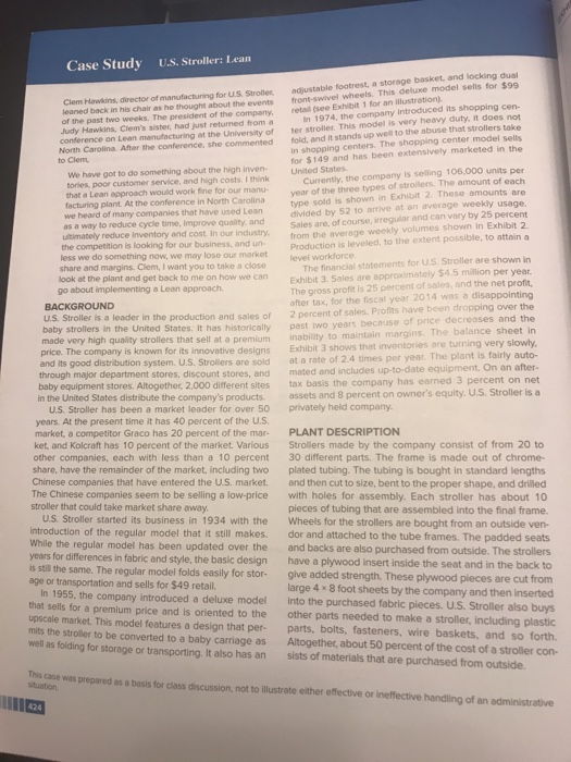 Solved Case Study U.S. Stroller: Lean manufacturing for U.S. | Chegg.com