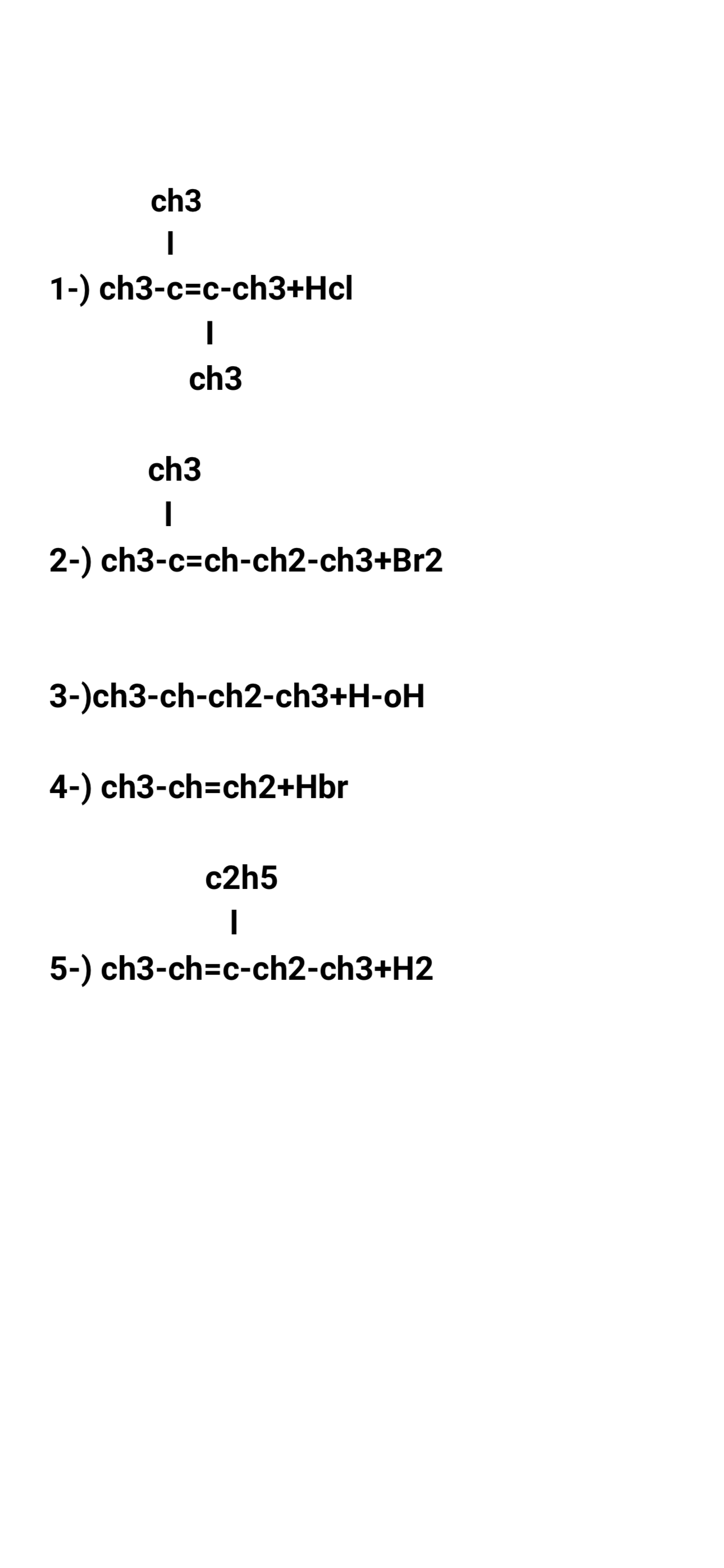 Solved ch3 I 1-) ch3−c=c−ch3+Hcl I ch3 ch3 I 2-) | Chegg.com