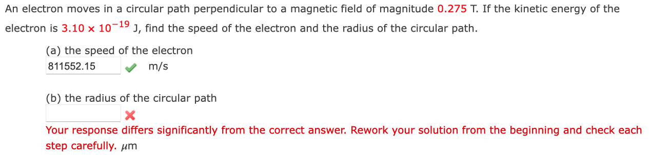 Solved An electron moves in a circular path perpendicular to | Chegg.com