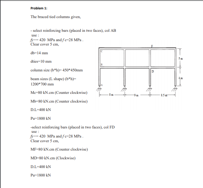 Problem 1: The braced tied columns given, - select | Chegg.com