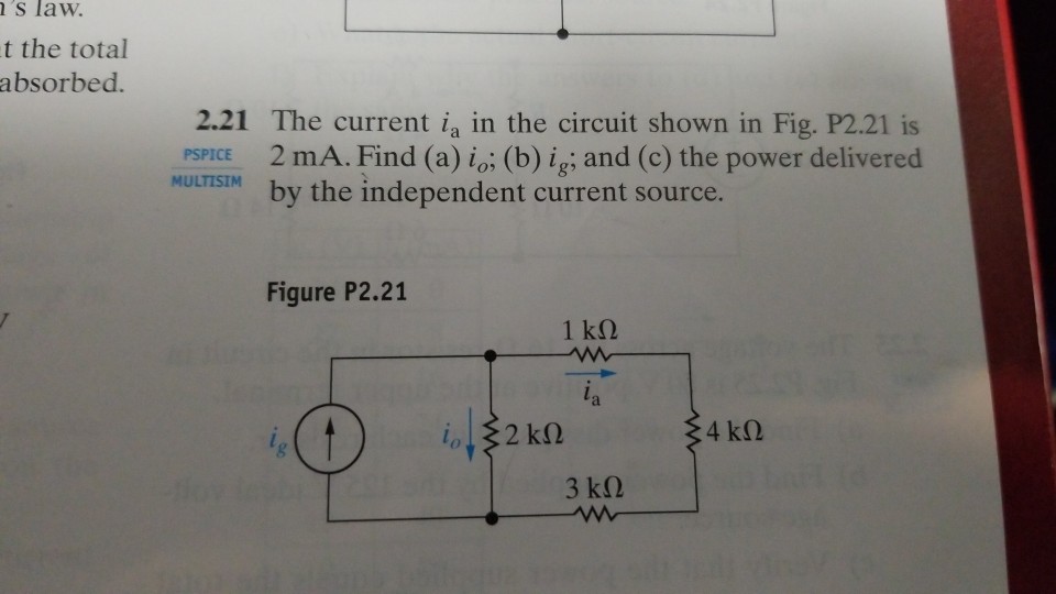 Solved S Law T The Total Absorbed 221 The Current Ia In 
