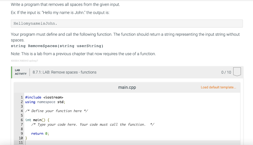 Solved Hellomynameis John. Your program must define and call | Chegg.com