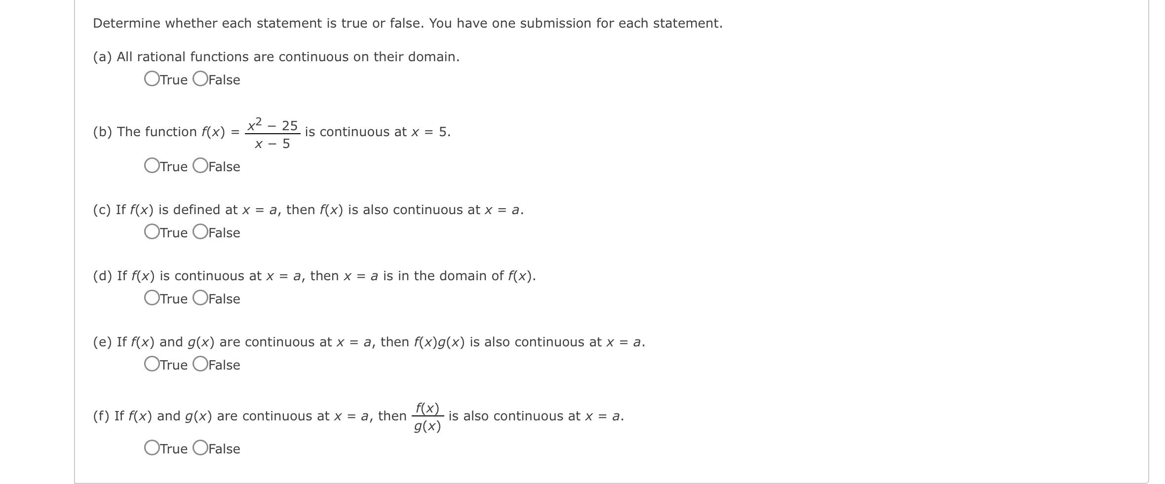 Solved (a) All rational functions are continuous on their | Chegg.com