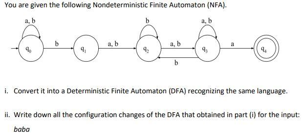 Solved You are given the following Nondeterministic Finite | Chegg.com