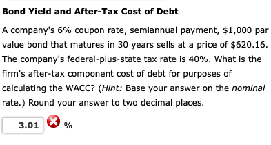 Solved Bond Yield and After-Tax Cost of Debt A company's 6% | Chegg.com