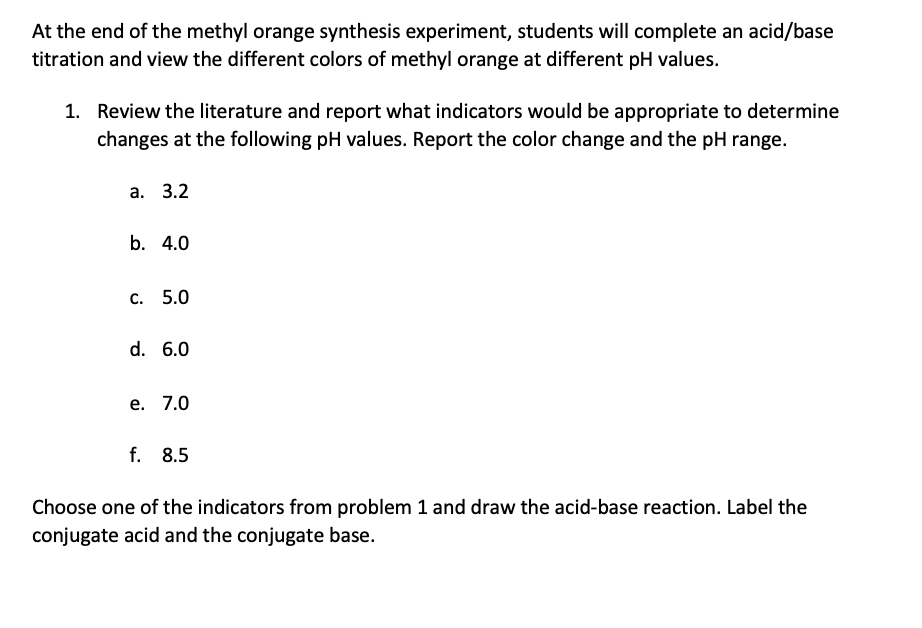Solved At the end of the methyl orange synthesis experiment, | Chegg.com