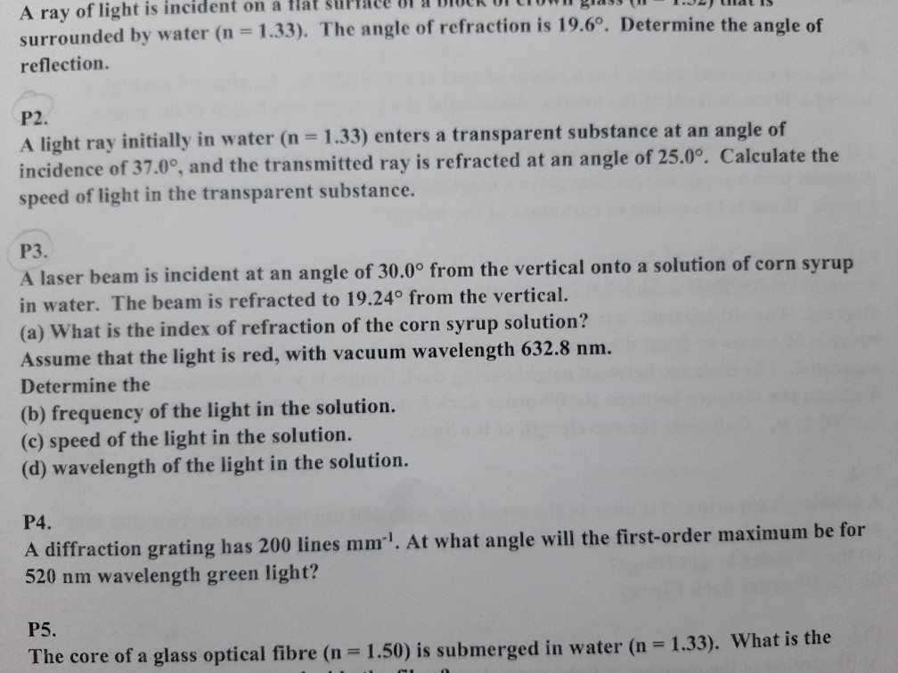 P14. In the diagram, two light rays go through | Chegg.com