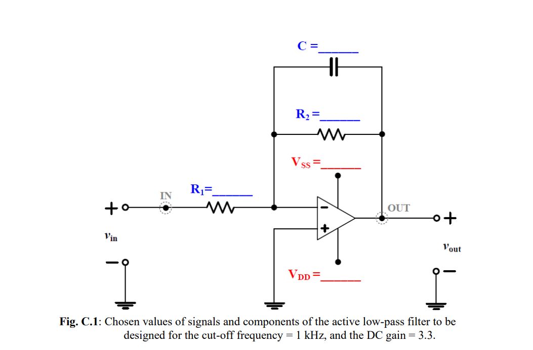 Solved C: Design of An Active Low-pass Filter 1. Design the | Chegg.com