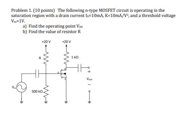 Solved Problem 1. (10 points) The following n-type MOSFET | Chegg.com
