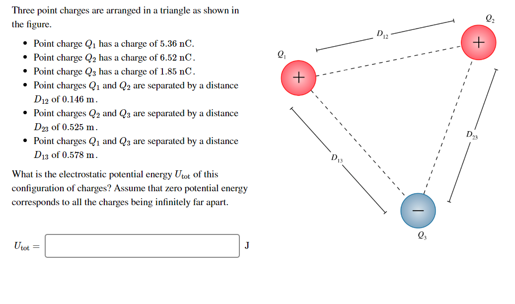 Solved Three point charges are arranged in a triangle as | Chegg.com