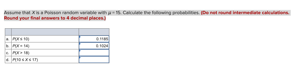 Solved Assume that X is a Poisson random variable with μ=15. | Chegg.com