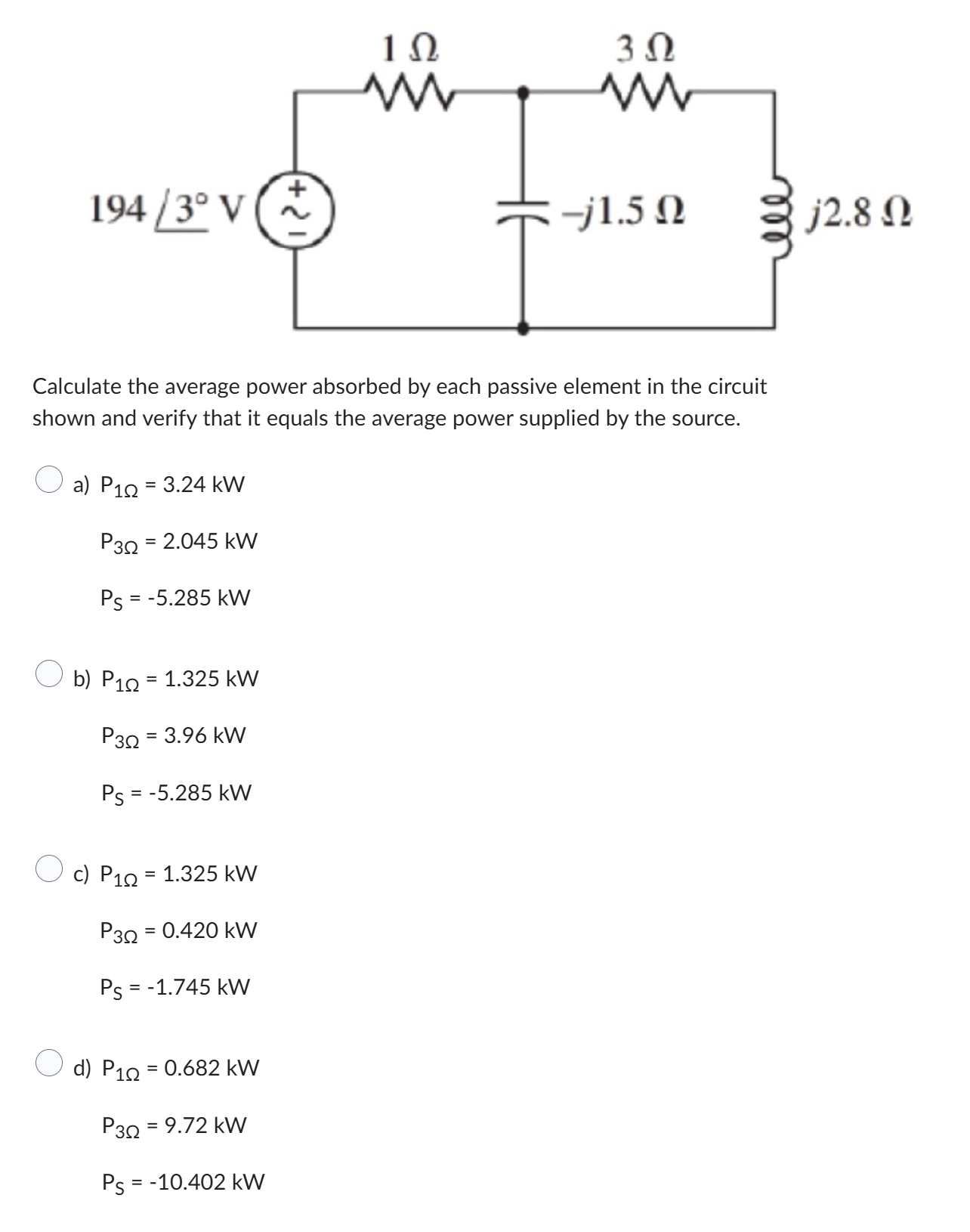 Solved Calculate the average power absorbed by ﻿each passive | Chegg.com