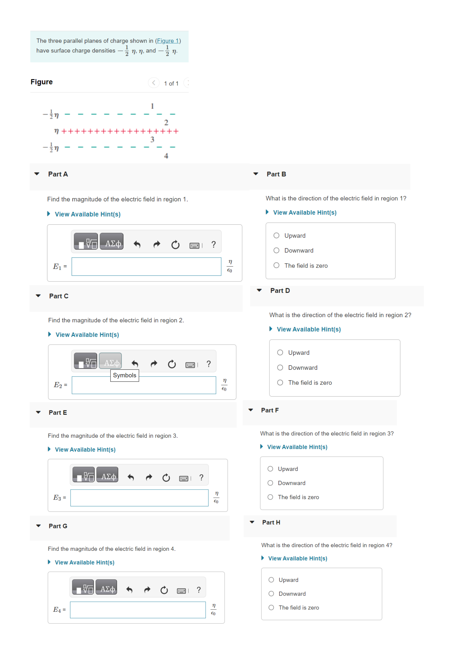 Solved The three parallel planes of charge shown in (Figure | Chegg.com