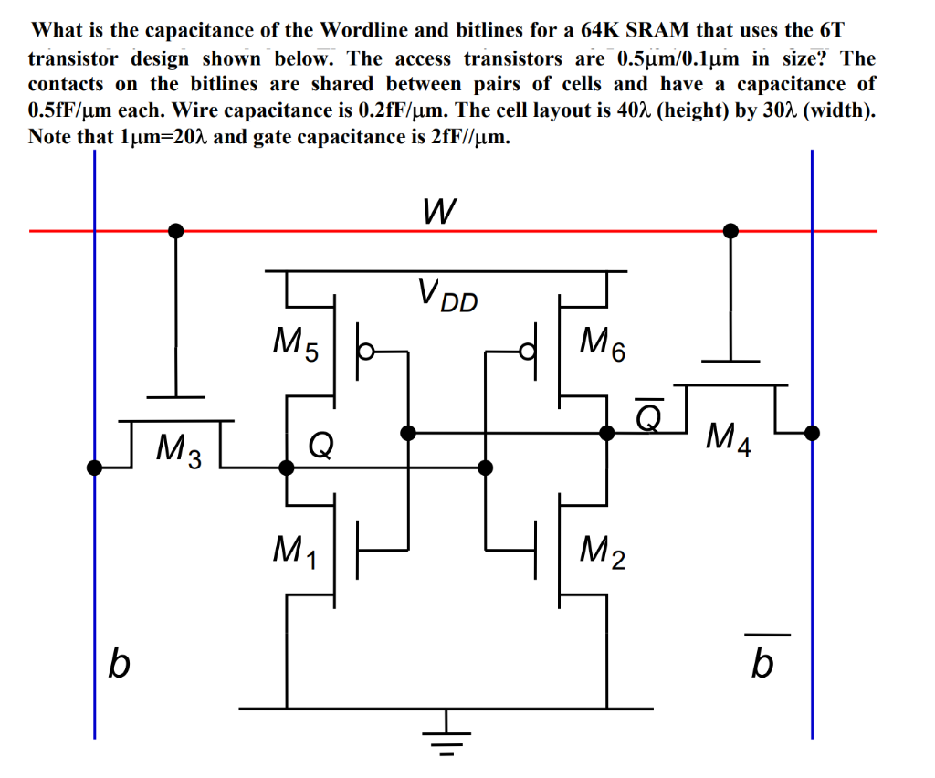 What is the capacitance of the Wordline and bitlines | Chegg.com