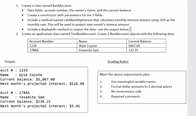 Solved Create an application named Bankaccount. Create 2 | Chegg.com