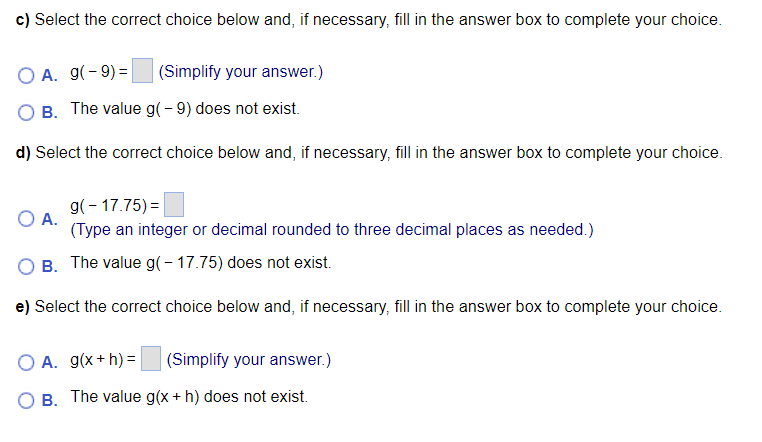 Solved Given that g(x)=x+9x−8, find each of the following. | Chegg.com
