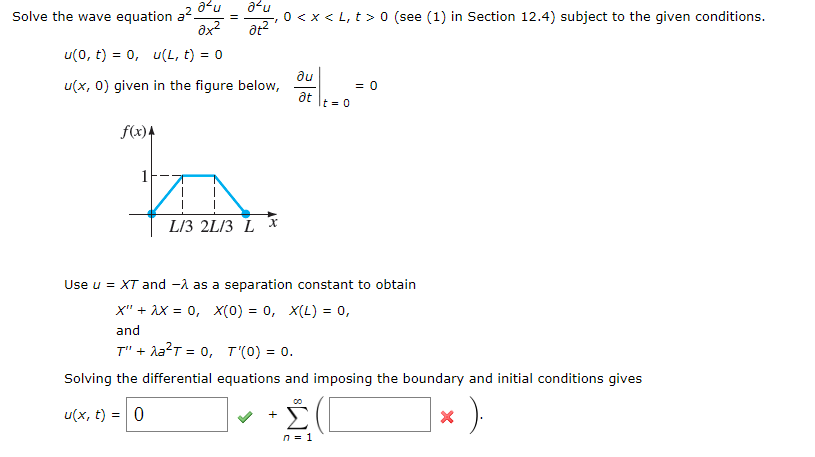 Solved au Solve the wave equation a ax2 au 0 (see (1) in | Chegg.com