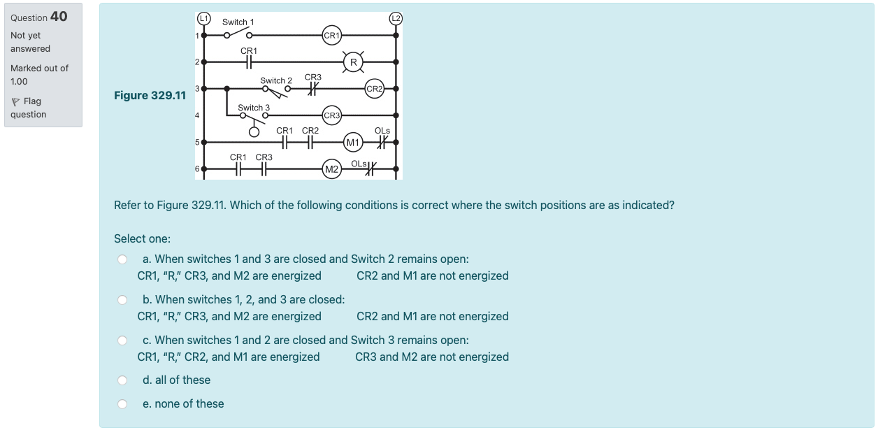 Solved Question 40 Switch 1 o Not yet answered CR1 Marked | Chegg.com
