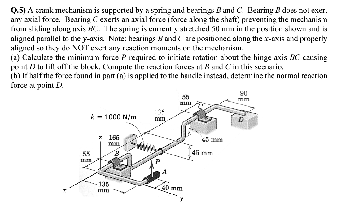 Solved Q.5) A crank mechanism is supported by a spring and | Chegg.com