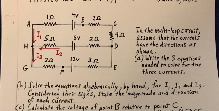 Solved In the multi-loop circuit, assume that the currents | Chegg.com