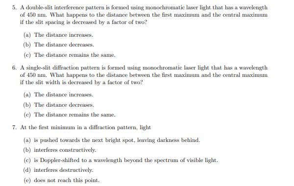 Solved 5. A double-slit interference pattern is formed using | Chegg.com
