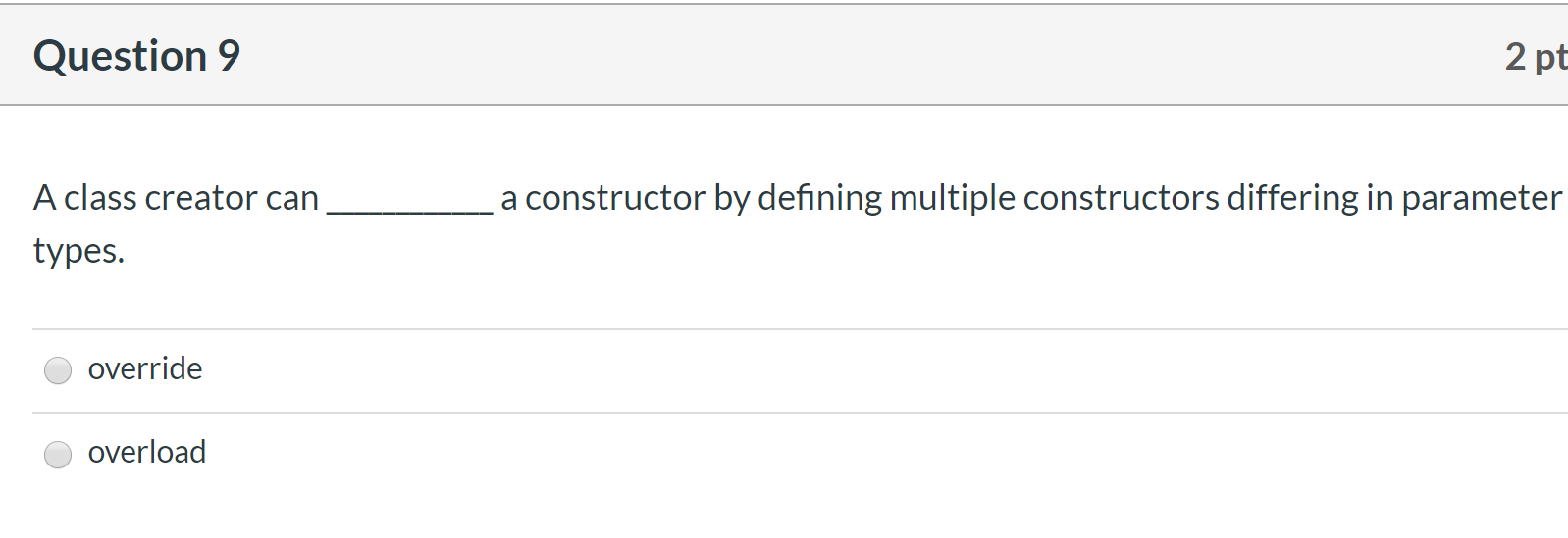 Solved Question 1 2 pts The construct defines a new type to | Chegg.com