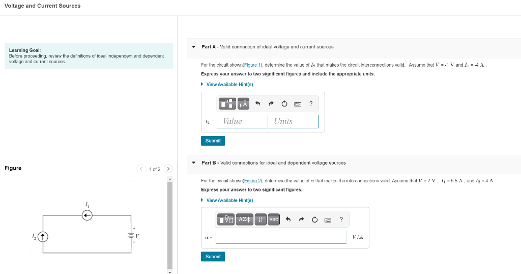 Solved Voltage and Current Sources Part A - Valid connection | Chegg.com
