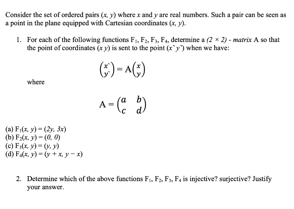 Solved Consider the set of ordered pairs (x, y) where x and | Chegg.com